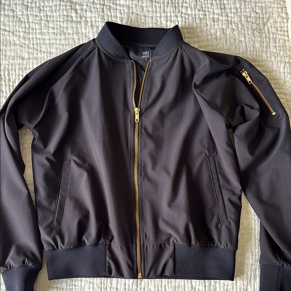 Albion | Jackets & Coats | Albion Black Bomber Jacket With Gold Accents ...
